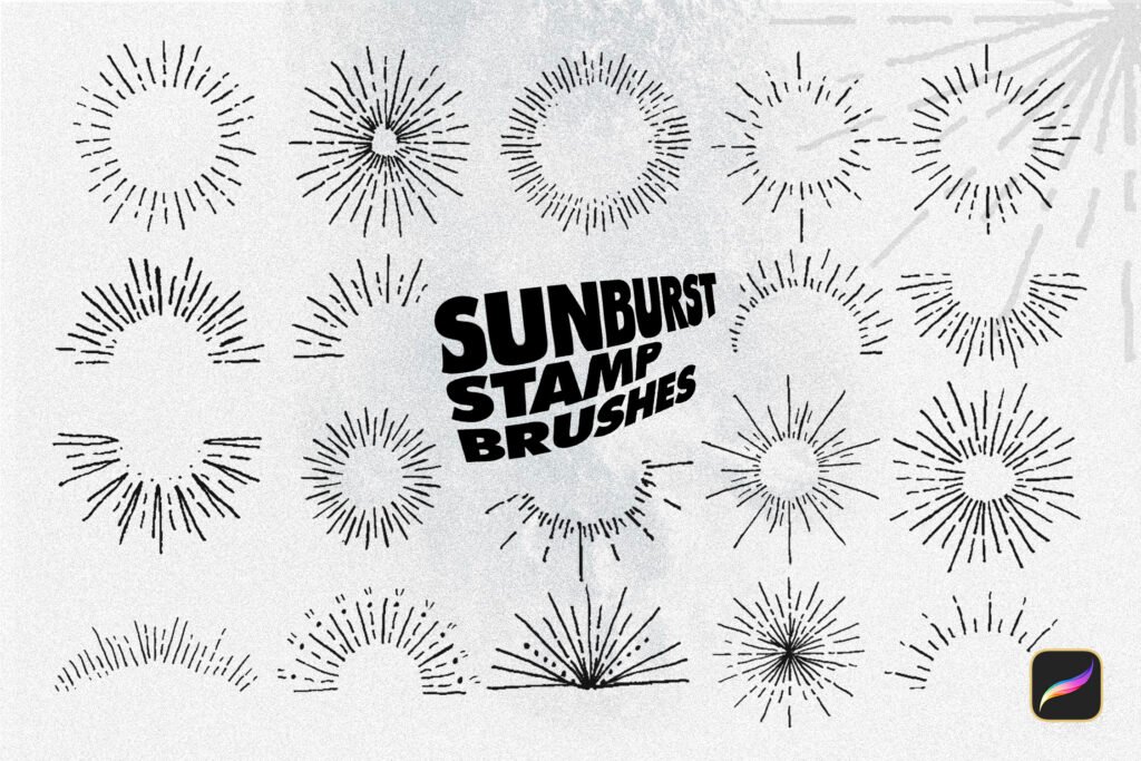 Handsketched Sunburst Stamp Brushes - Layerform