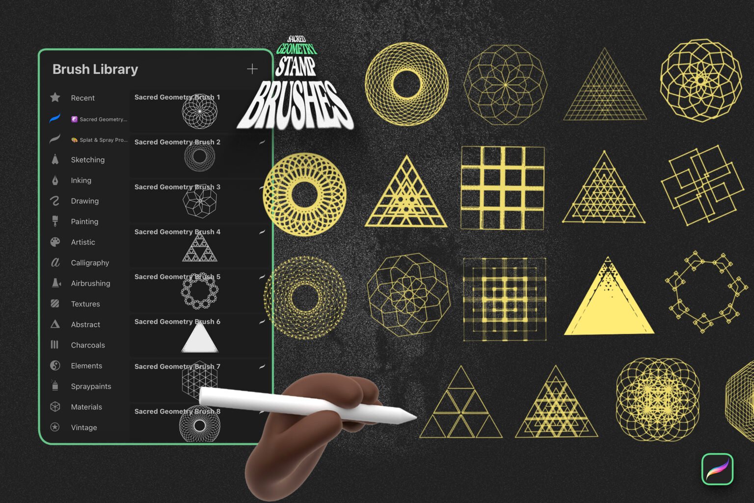 Sacred Geometry Procreate Stamp Brushes - Layerform